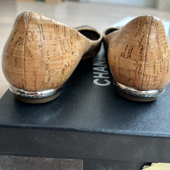 Shoes | Chanel Ballet Flats Cork Leather With Patent Toe | Poshmark